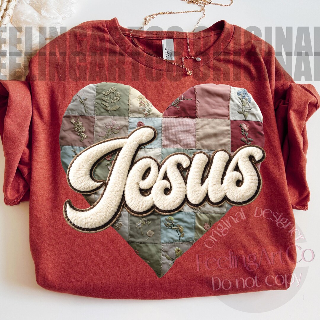 Jesus Heart Patchwork Quilt PNG, Floral Christian Faith Design, Spring ...