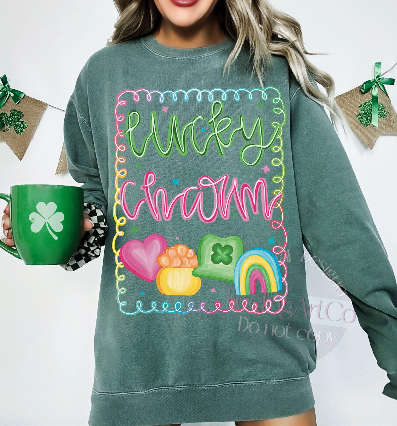 Preppy Lucky Charm PNG, St Patrick Graphic, St Patrick's Day, Irish ...