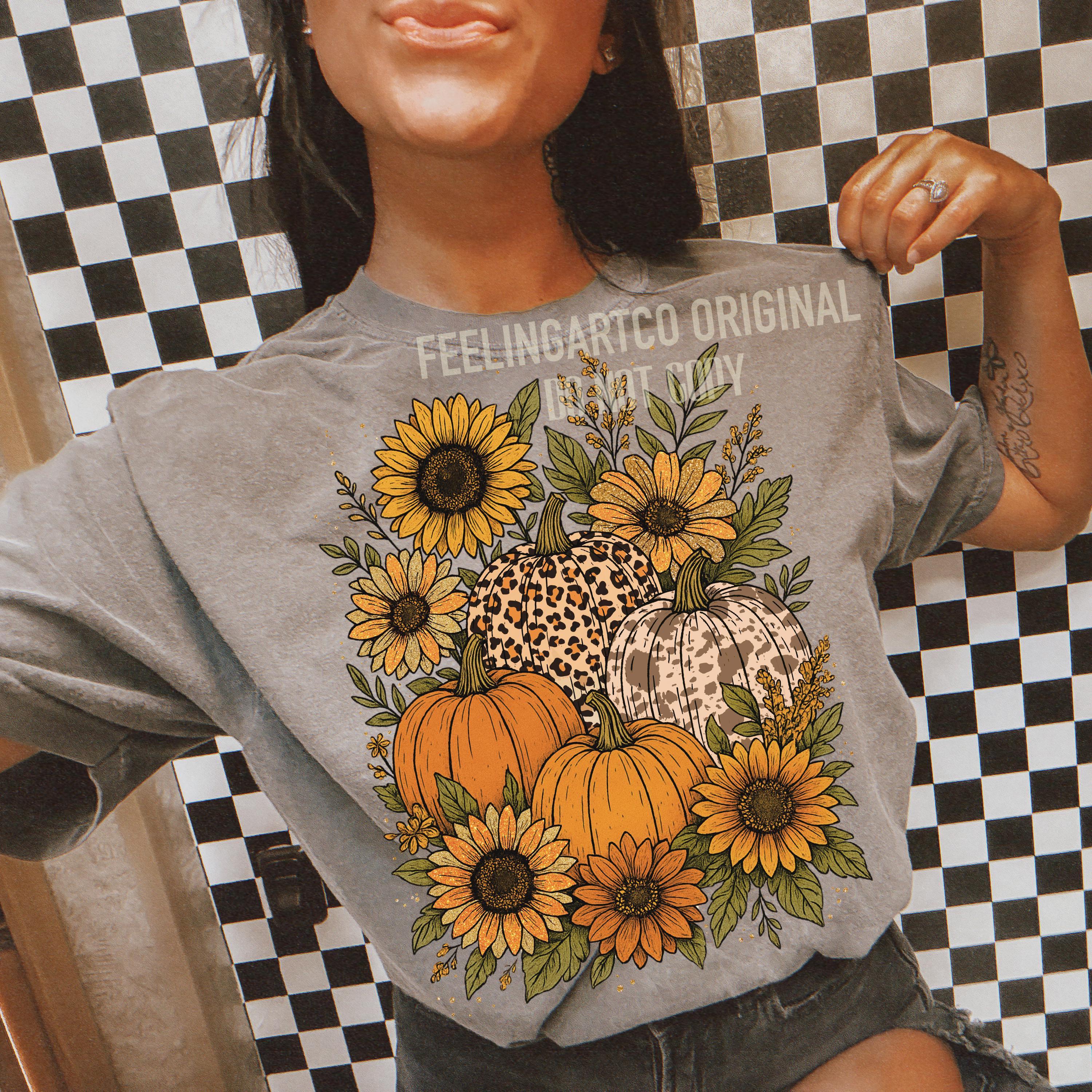 Floral Pumpkin PNG Fall Shirt Design, Rustic Coquette Fall Aesthetic ...