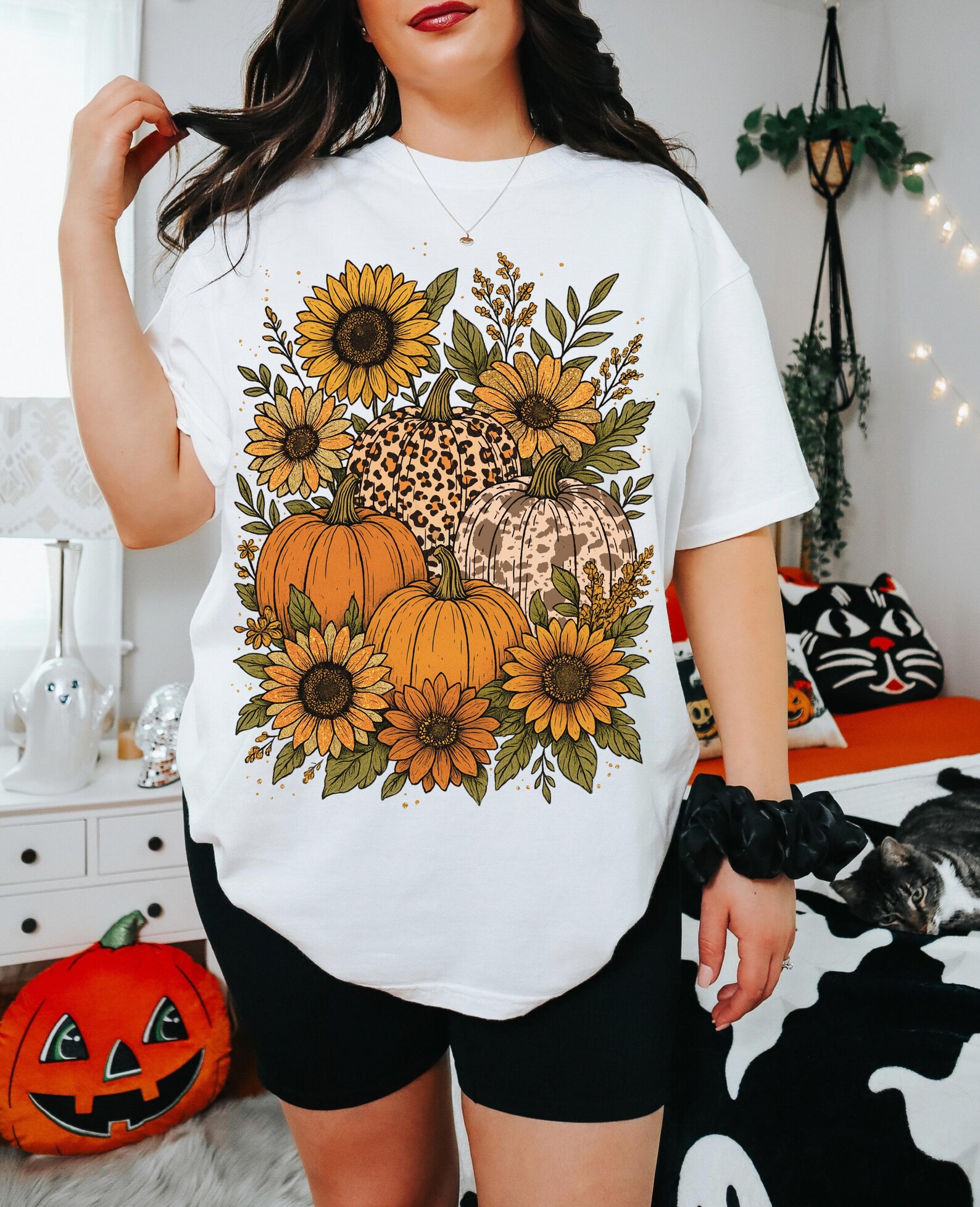 Floral Pumpkin PNG Fall Shirt Design, Rustic Coquette Fall Aesthetic ...