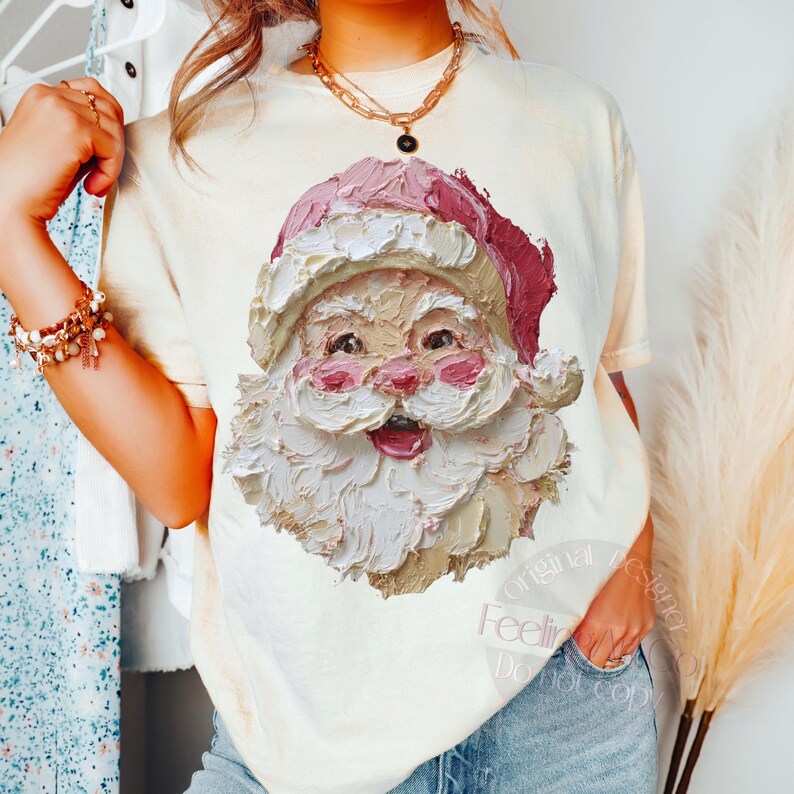 Hand Painted Santa Face PNG, Vintage Christmas Painting Design, Retro ...