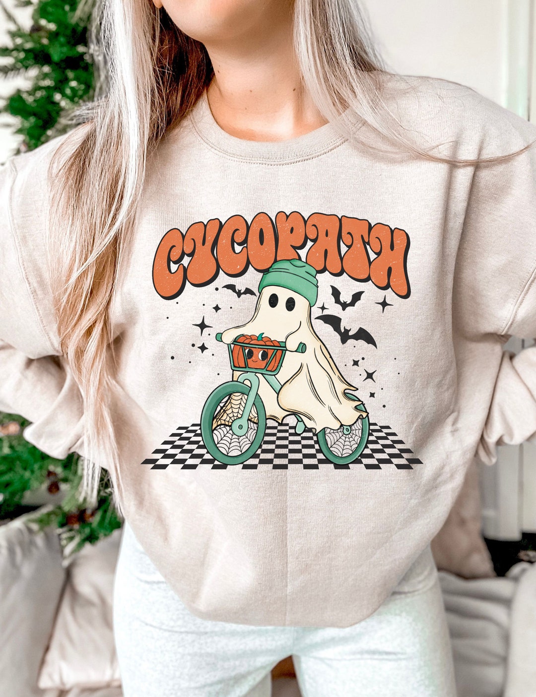 Retro Cycopath PNG, TRENDY Halloween Design Png, Checkered Bicycle Png ...