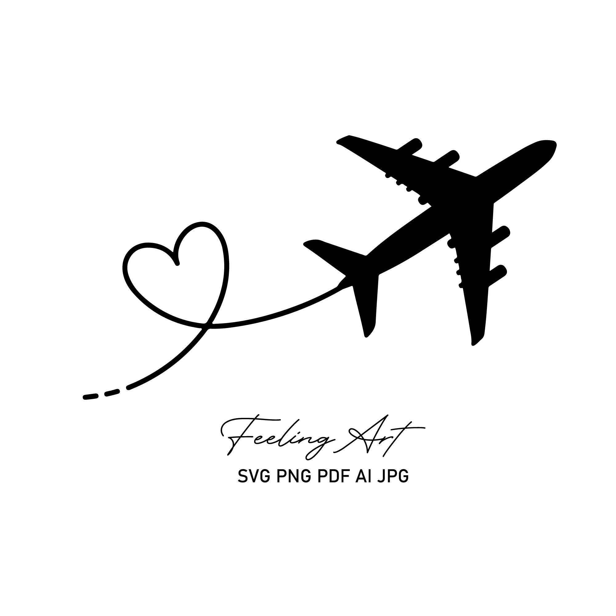 Airplane Heart Svg Dotted Line Svg Airplane Svg Travel Svg - Etsy UK