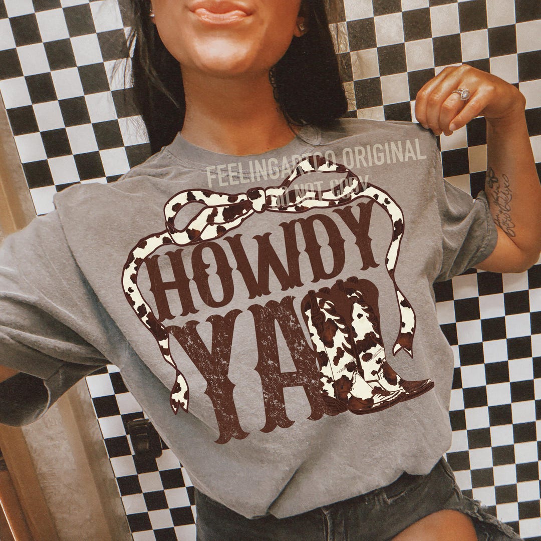 Howdy Yall PNG, Cow Print Western Graphic, Country Cowgirl Sublimation ...