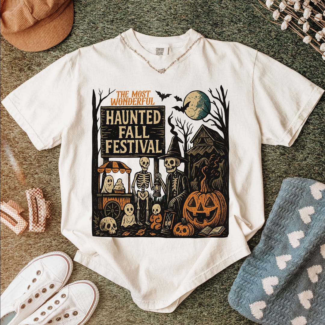Haunted Fall Festival PNG, Retro Halloween Sublimation, Skeletons ...