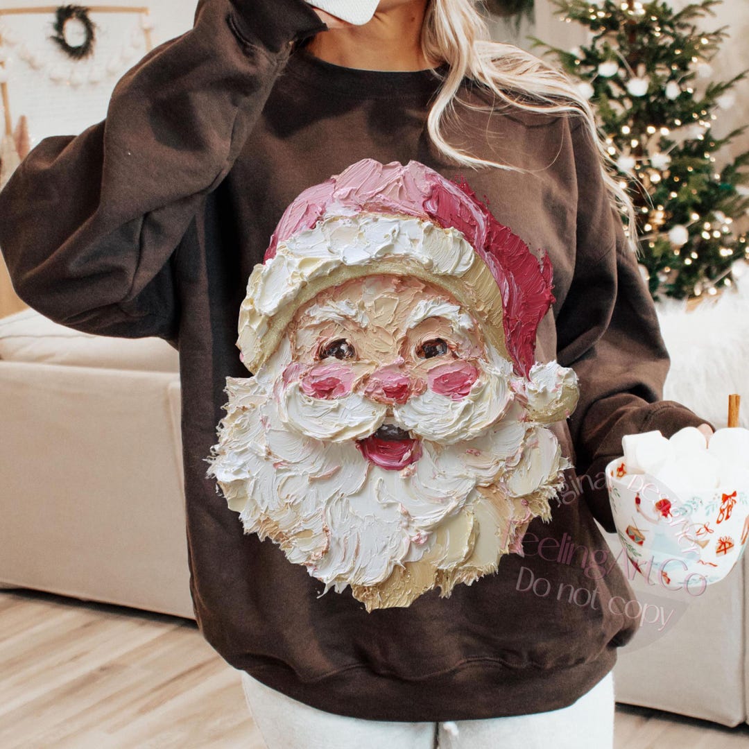 Hand Painted Santa Face PNG, Vintage Christmas Painting Design, Retro ...