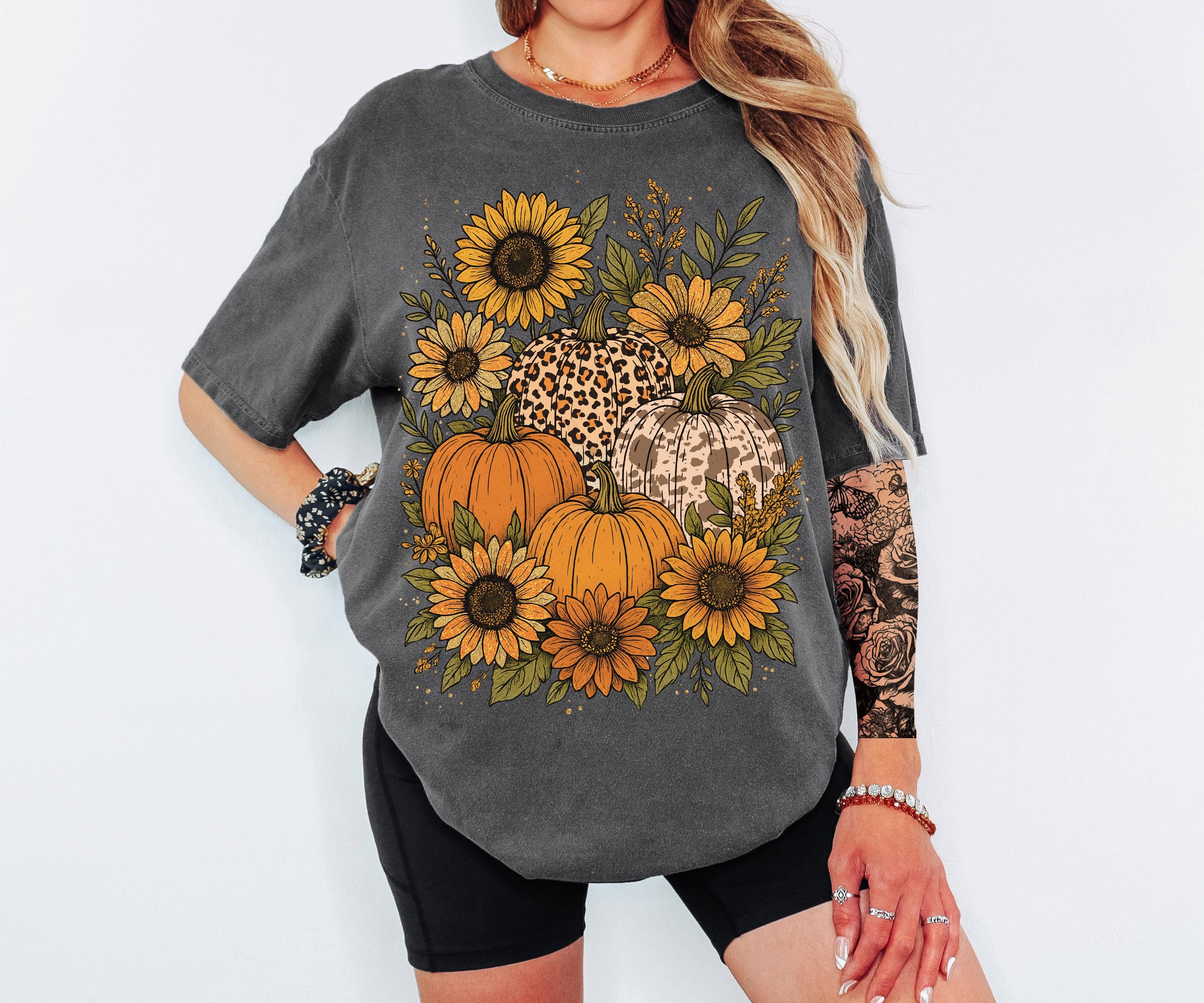 Floral Pumpkin PNG Fall Shirt Design, Rustic Coquette Fall Aesthetic ...