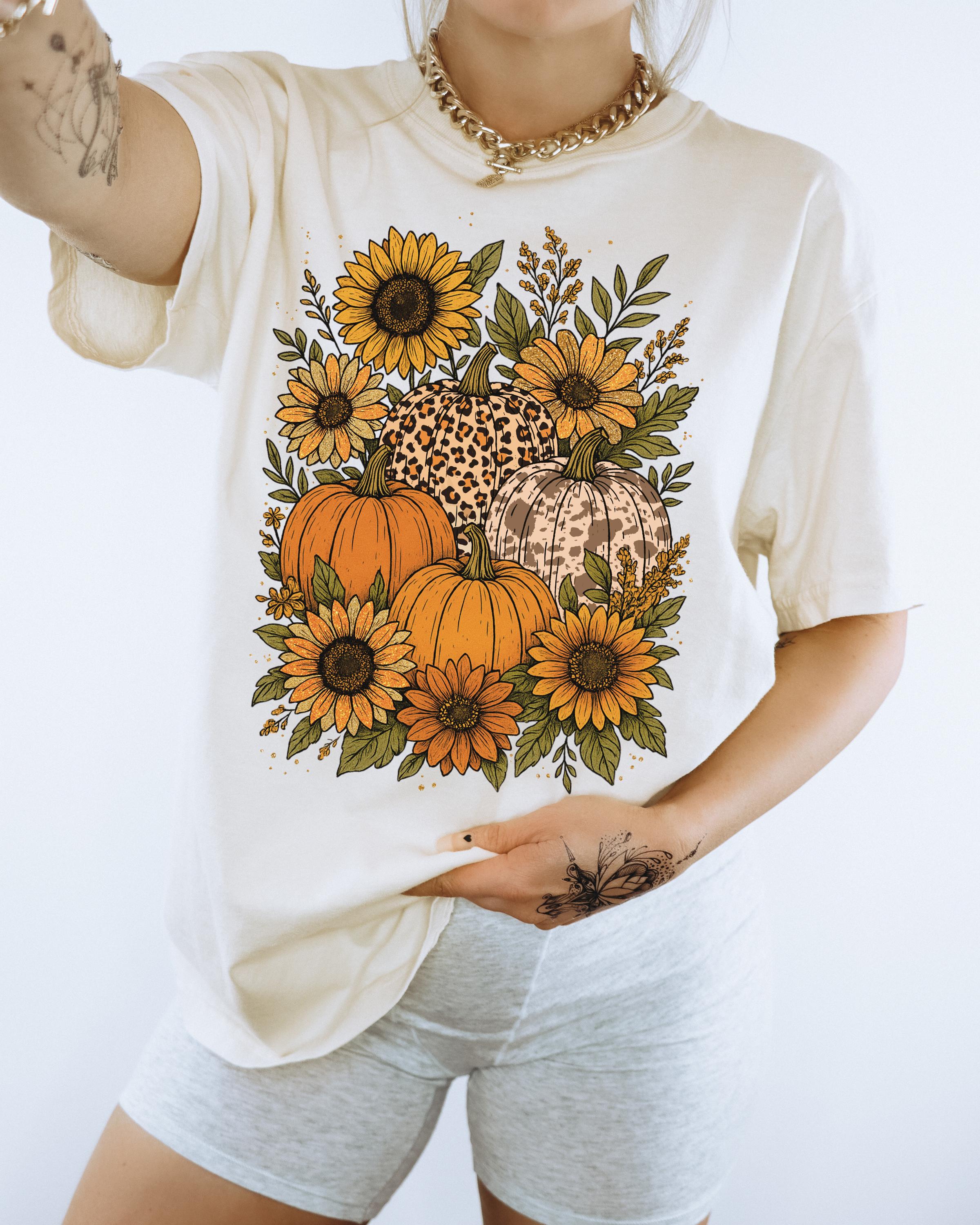 Floral Pumpkin PNG Fall Shirt Design, Rustic Coquette Fall Aesthetic ...