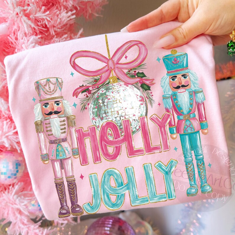 Preppy Nutcracker Christmas PNG, Holly Jolly Png, Pink Red Green Retro ...