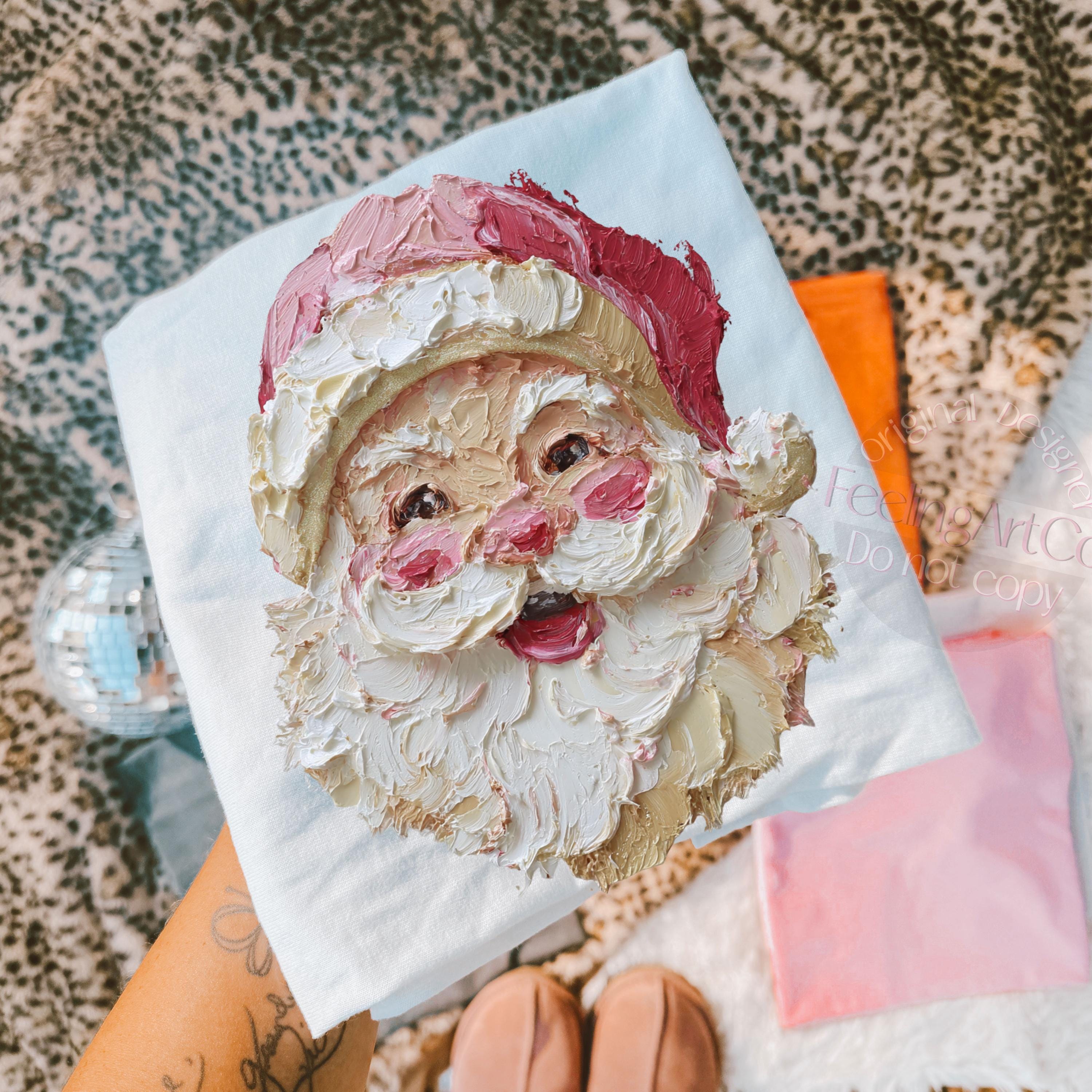 Hand Painted Santa Face PNG, Vintage Christmas Painting Design, Retro ...