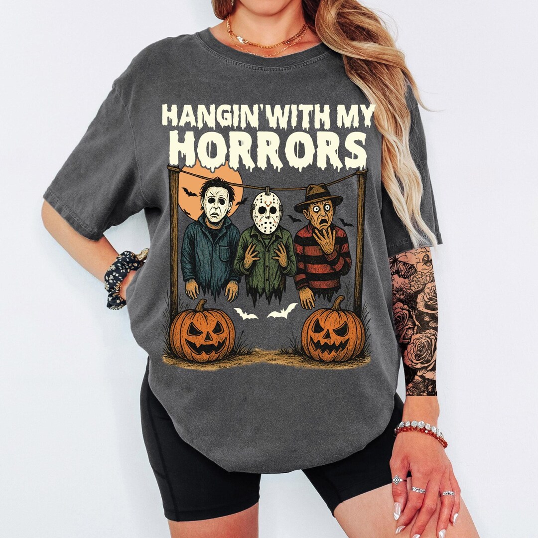 Hangin’ With My Horrors PNG, Retro Horror Movie Characters Halloween ...