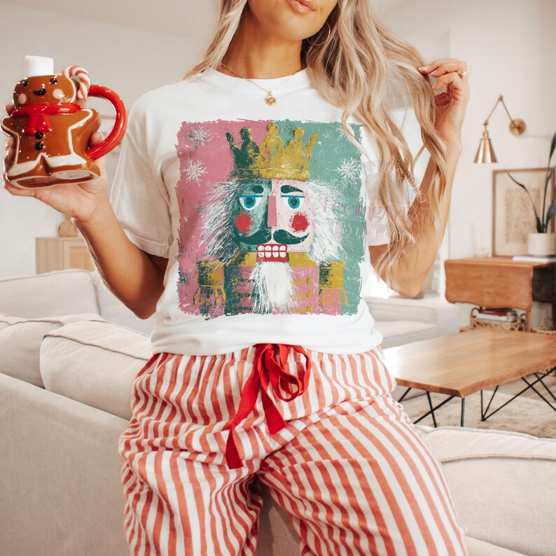 Preppy Colorful Nutcracker Christmas PNG, Retro Grunge Brushstorke ...