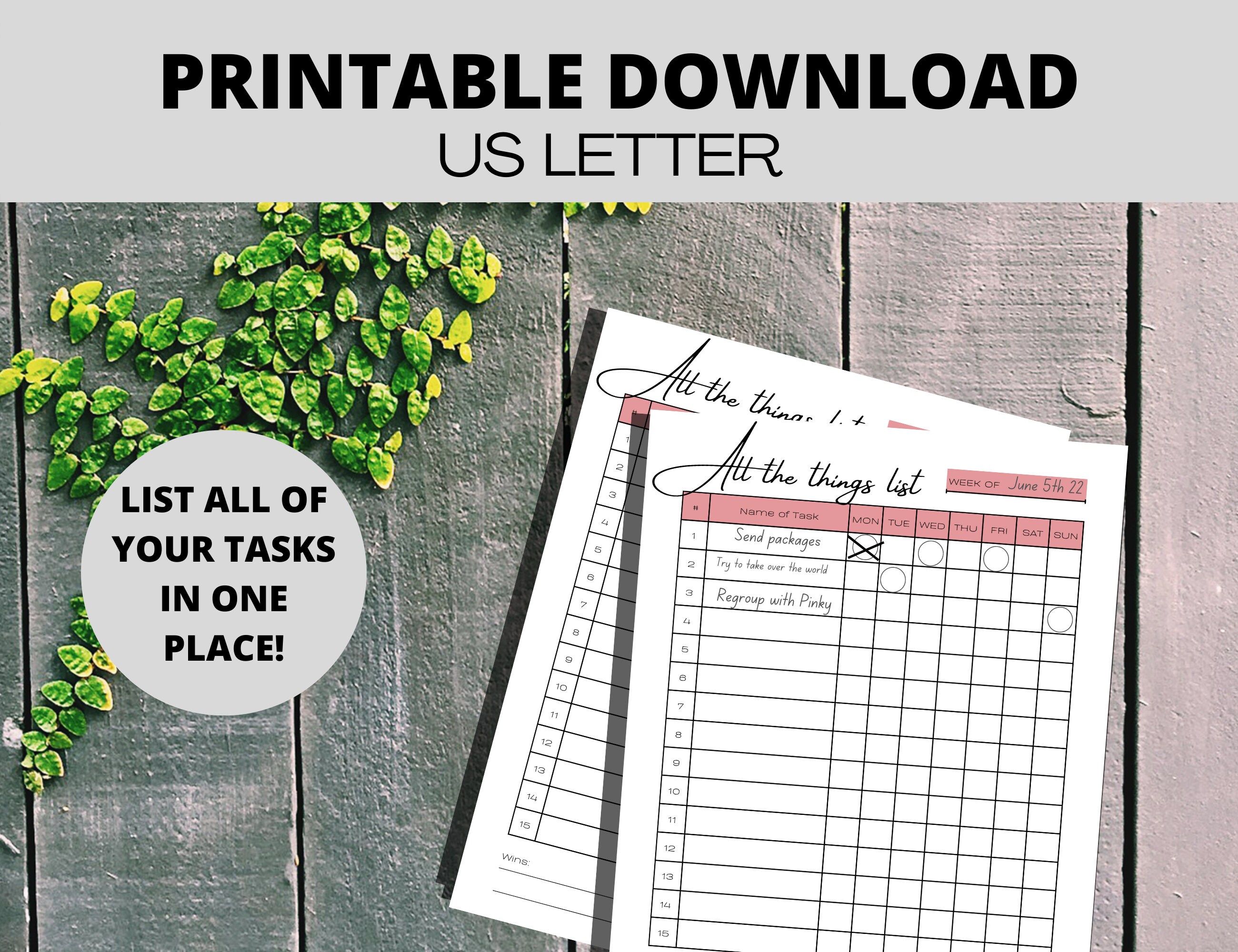 Weekly Master Checklist | List All Your Tasks and to Dos in One Place ...