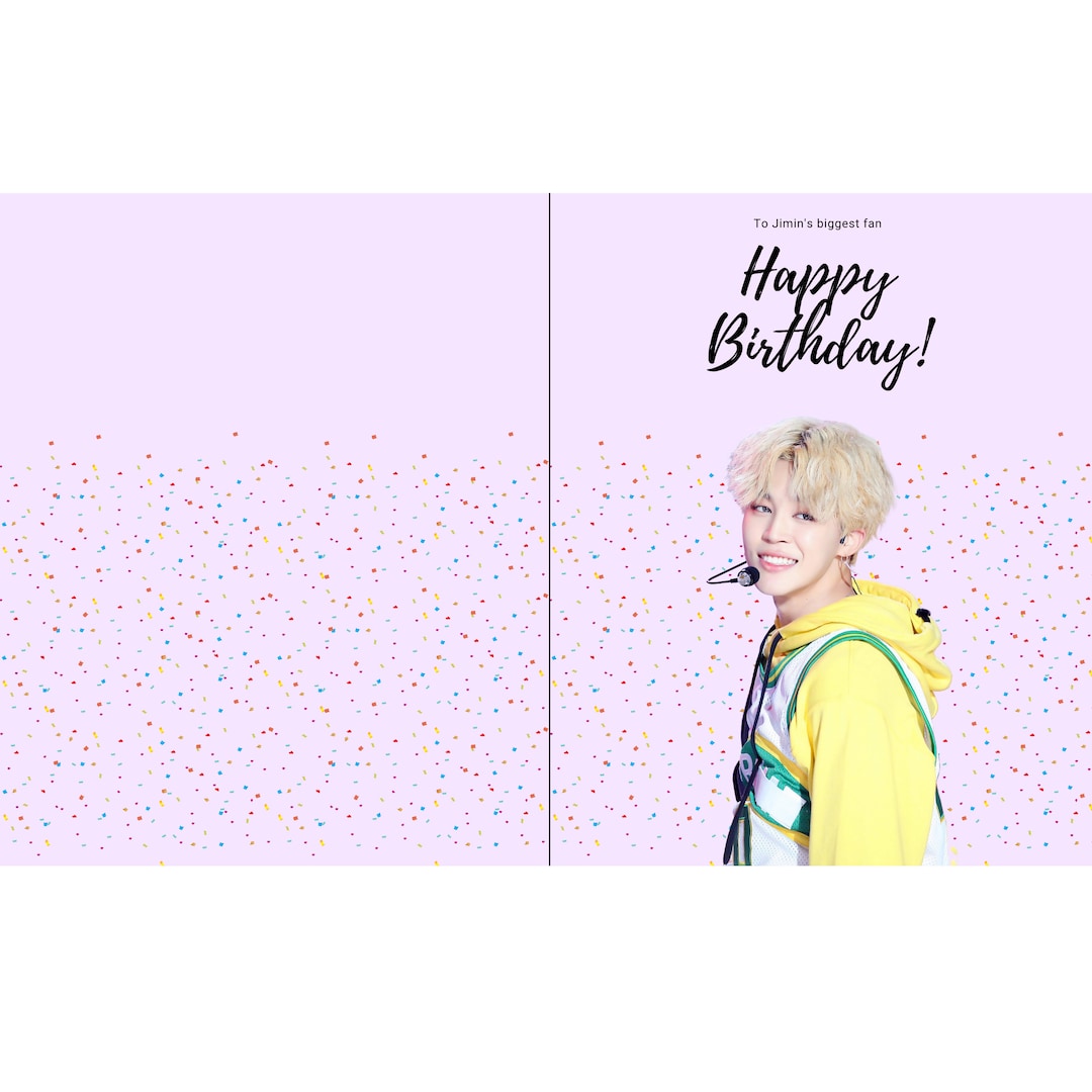 BTS Jimin Birthday Card, Printable Greeting Card, Folded Birthday Card ...