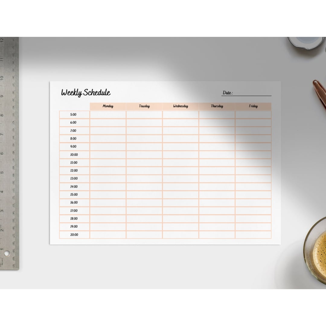 Printable Hourly Weekly Schedule - Etsy