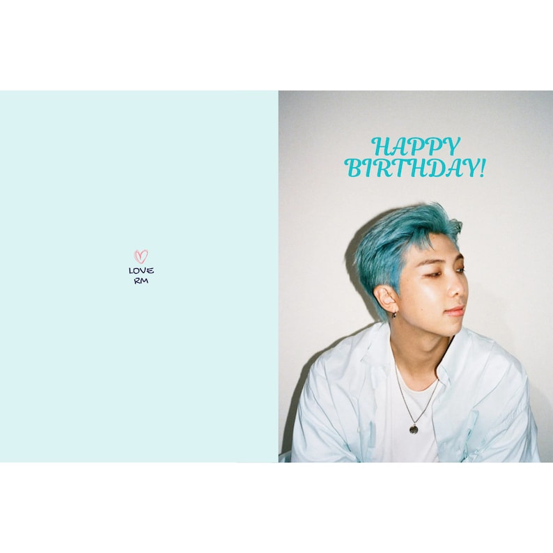 BTS RM Folded Birthday Card, Printable Greeting Card, Kpop Birthday ...