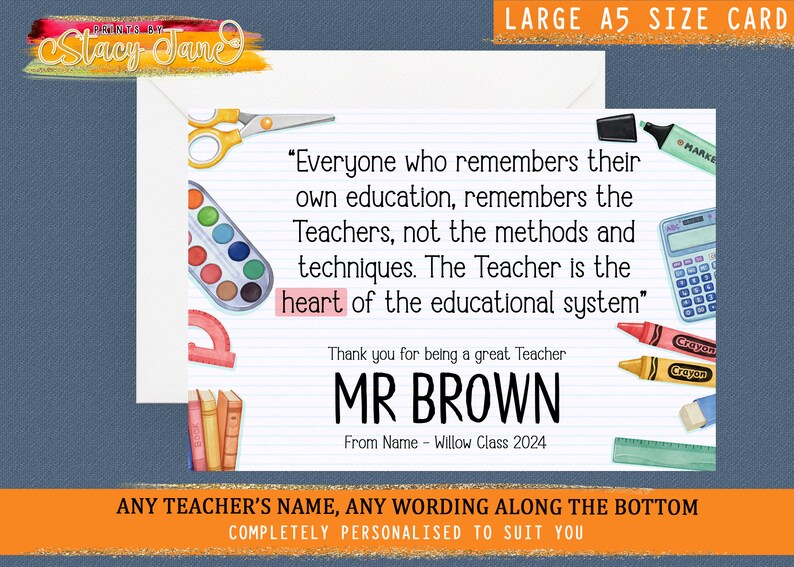 Personalised Teacher Card School Nursery Childminder the Best Teacher ...