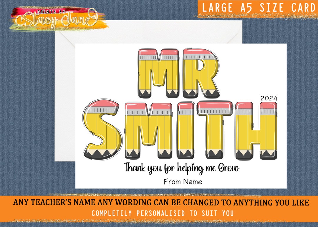 Personalised Teacher Card School Nursery Childminder the Best Teacher ...