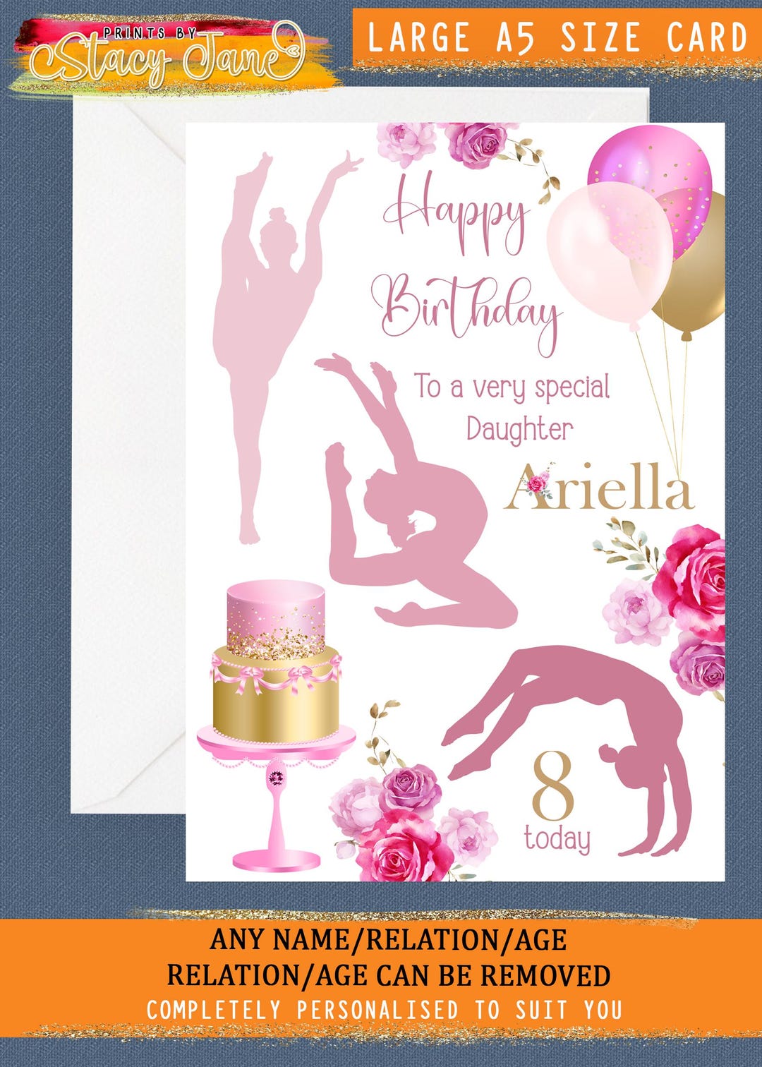 Personalised Gymnastics Birthday Card Gymnast Gym Daughter Sister ...