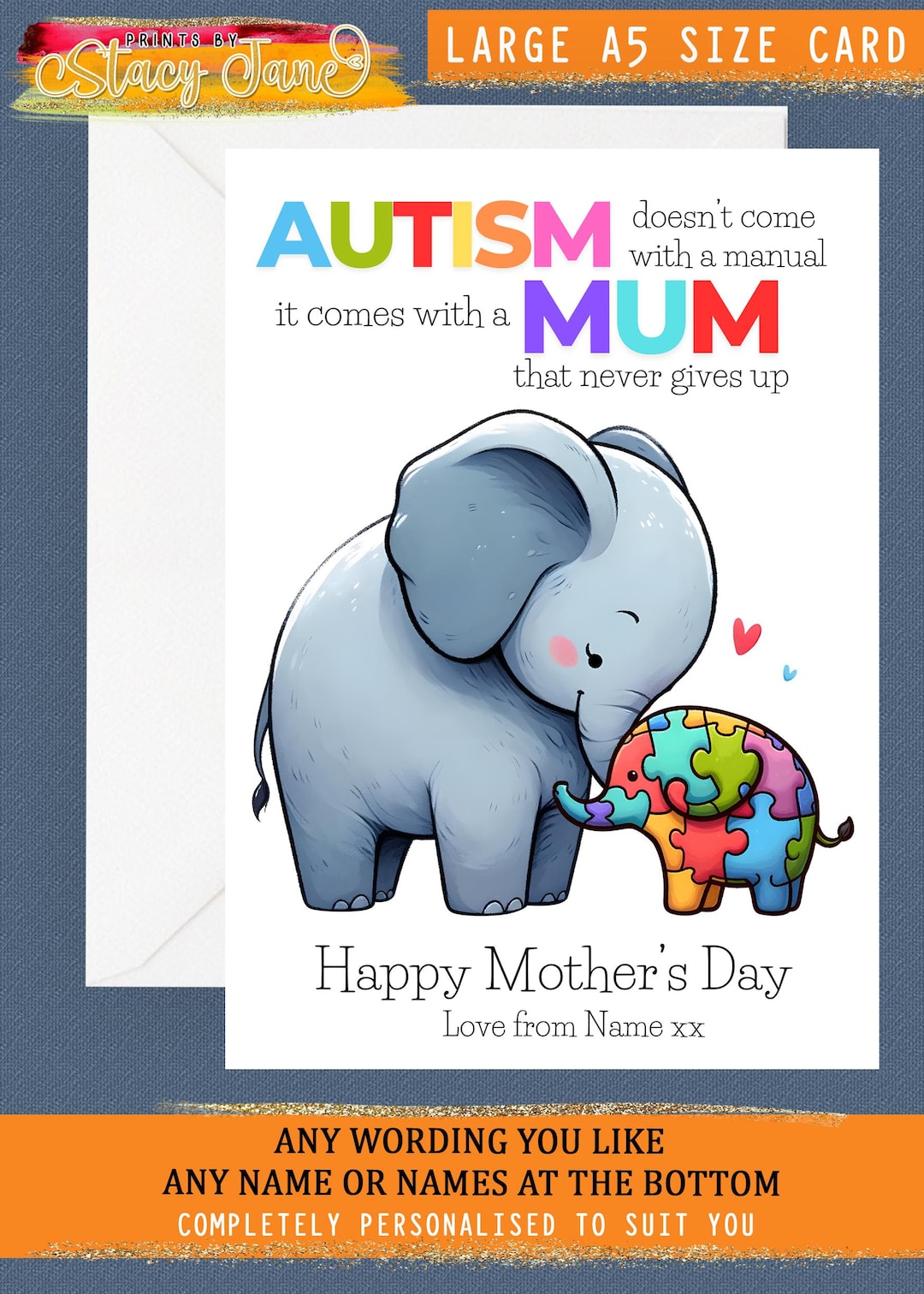 Personalised Mother's Day Card - Autism - Birthday Special Unique Mum ...