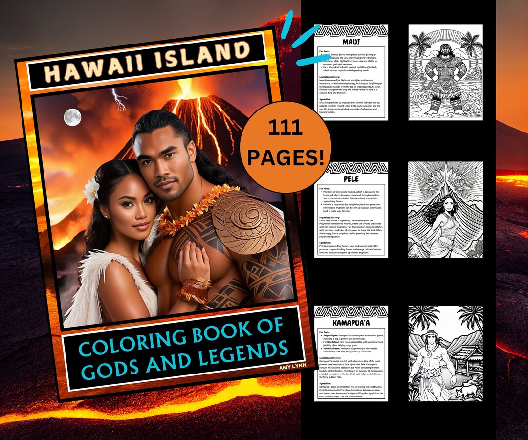 Hawaiian Mythology Coloring Book-111 Printable Pages of Pele, Maui ...