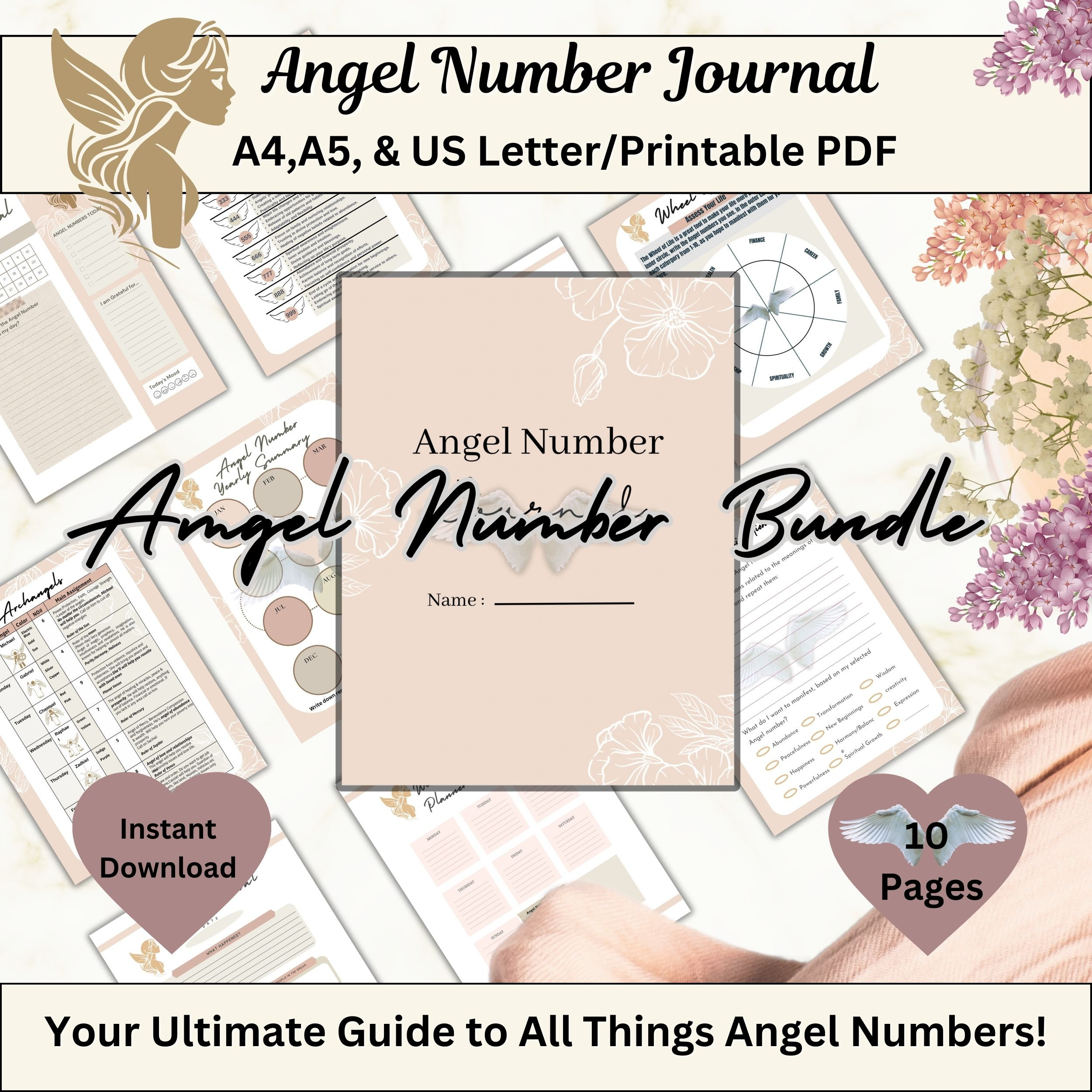 Angel Number Journal & Guidebook: Archangel Insights,angel Numbers,law ...