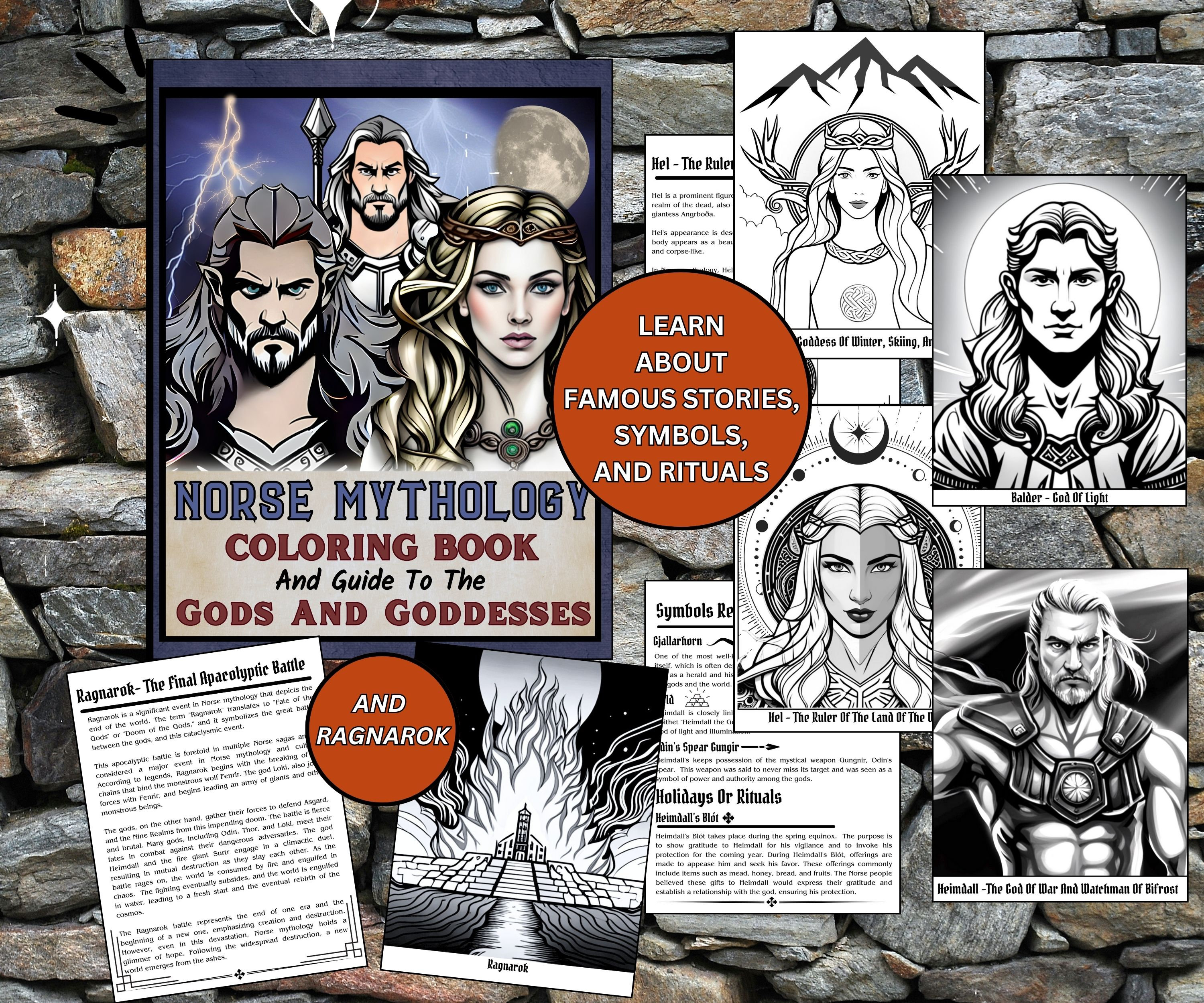 Norse Mythology Coloring Book and Guide | 90 Pages | Digital Download ...