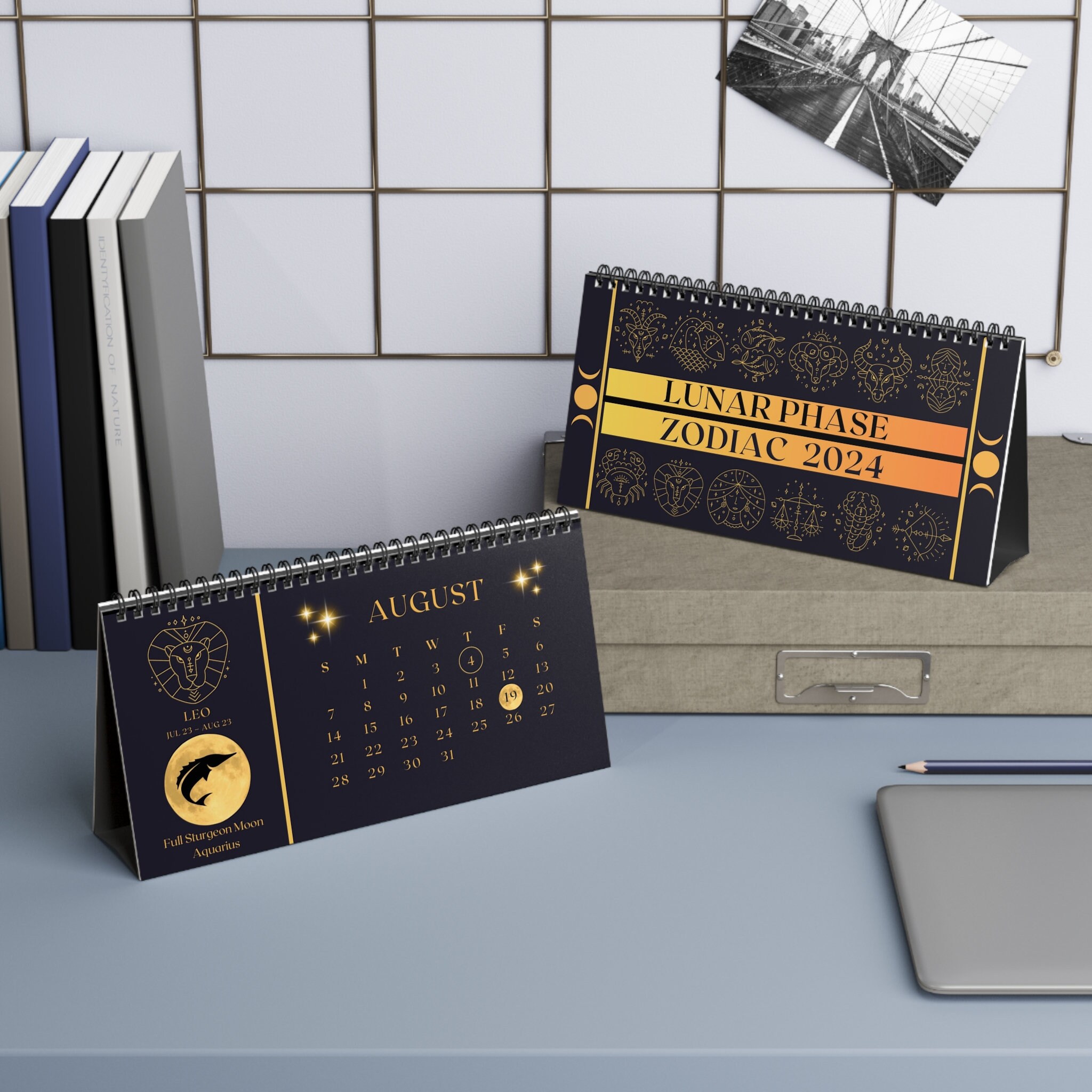 2024 Lunar Phase Astrological Desk Calendar Moon Phases - Etsy