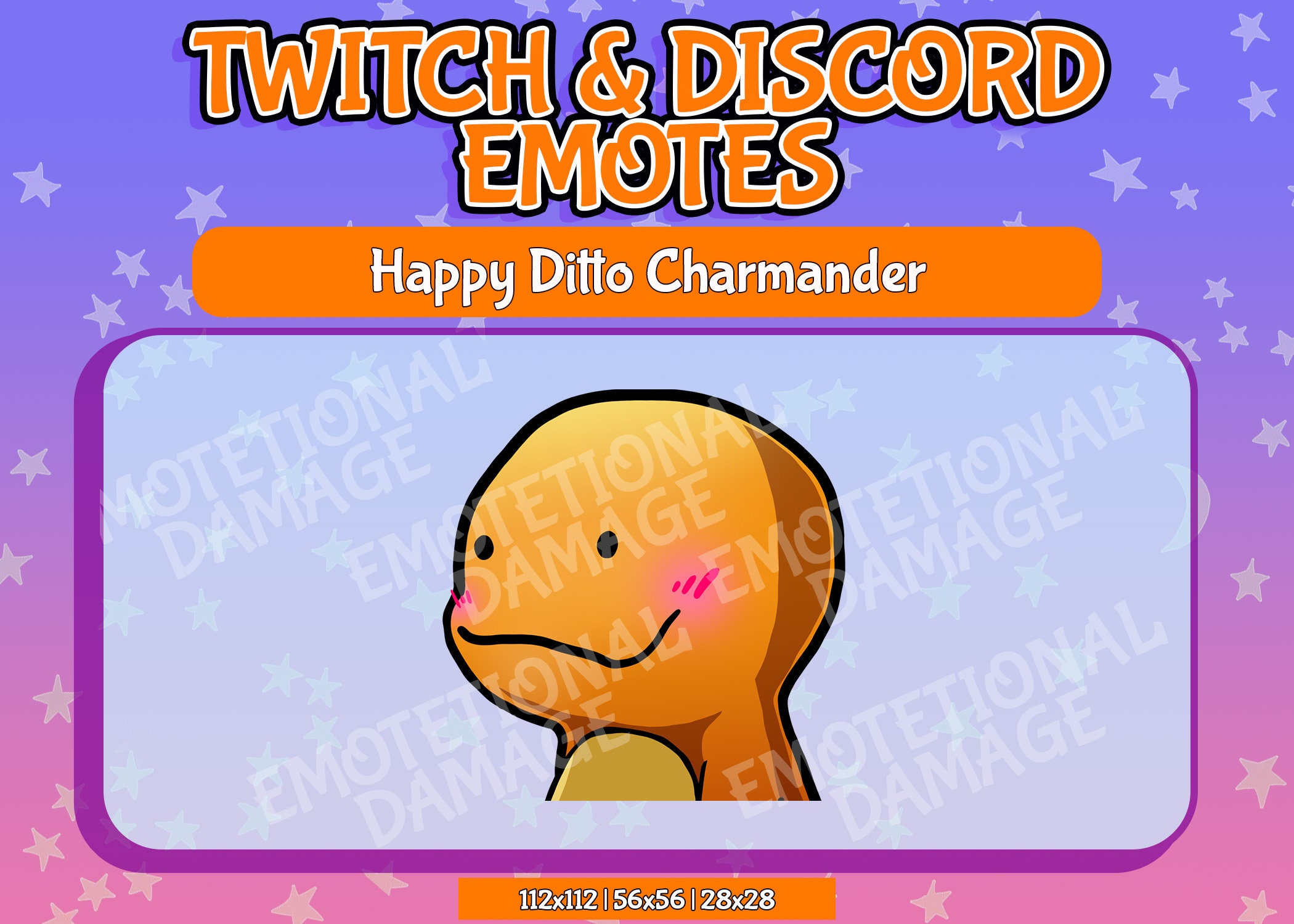 Cute Chibi Pokemon Ditto Charmander Happy Single Emote for - Etsy