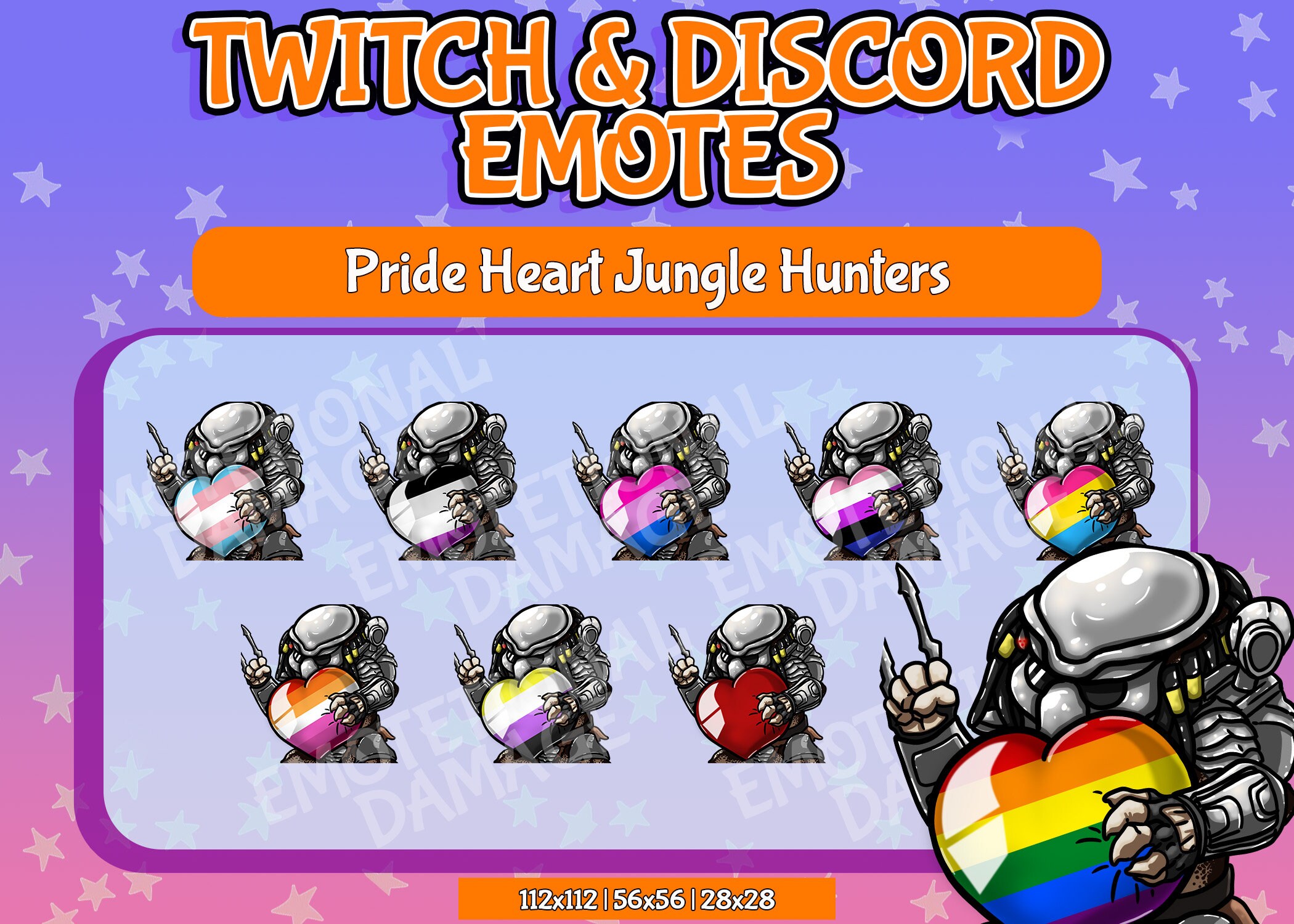 Predator Jungle Hunter Pride Heart Emotes for Twitch, Discord ...