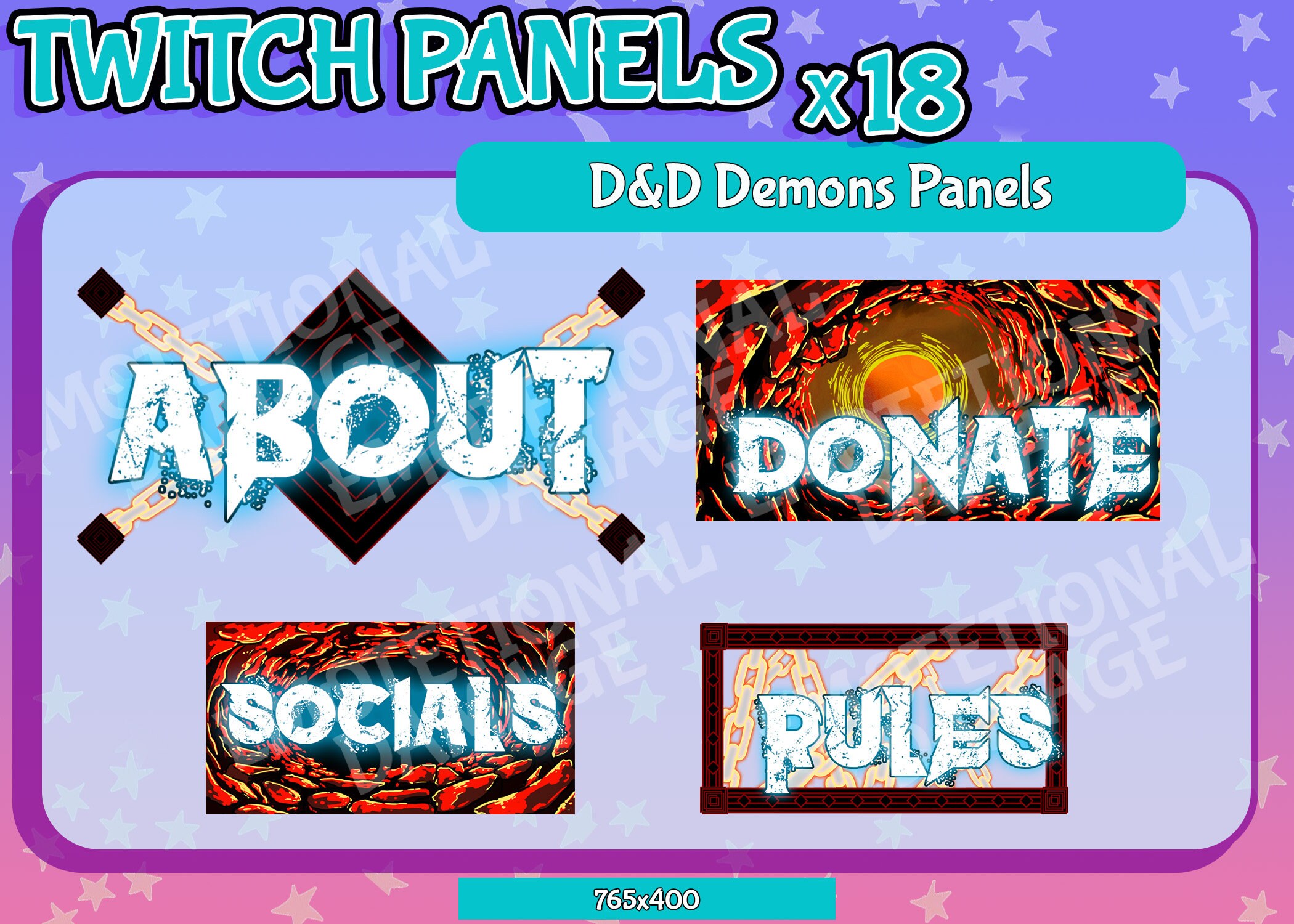 Dungeons and Dragons Demon Chains Twitch Panels 18 Pack Slick Color ...