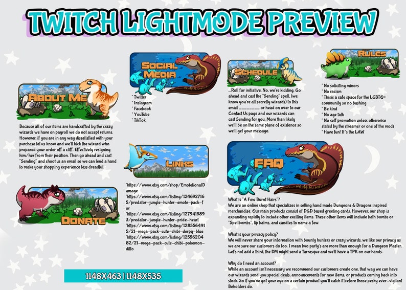 Dinosaur Twitch Panels 108 Mega Bundle Slick Color Stream Title Ready ...