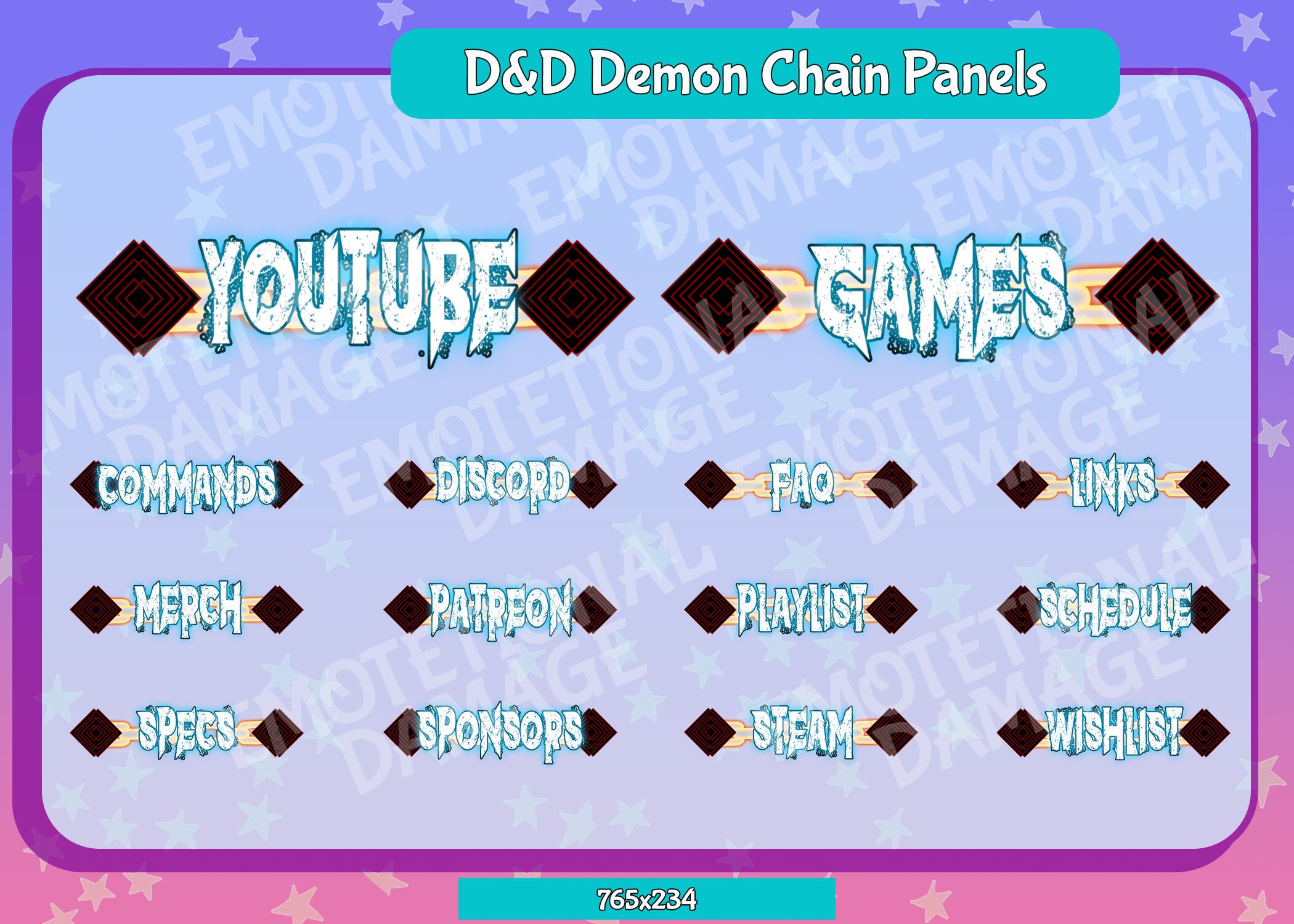 Dungeons and Dragons Demon Chains Twitch Panels 18 Pack Slick Color ...