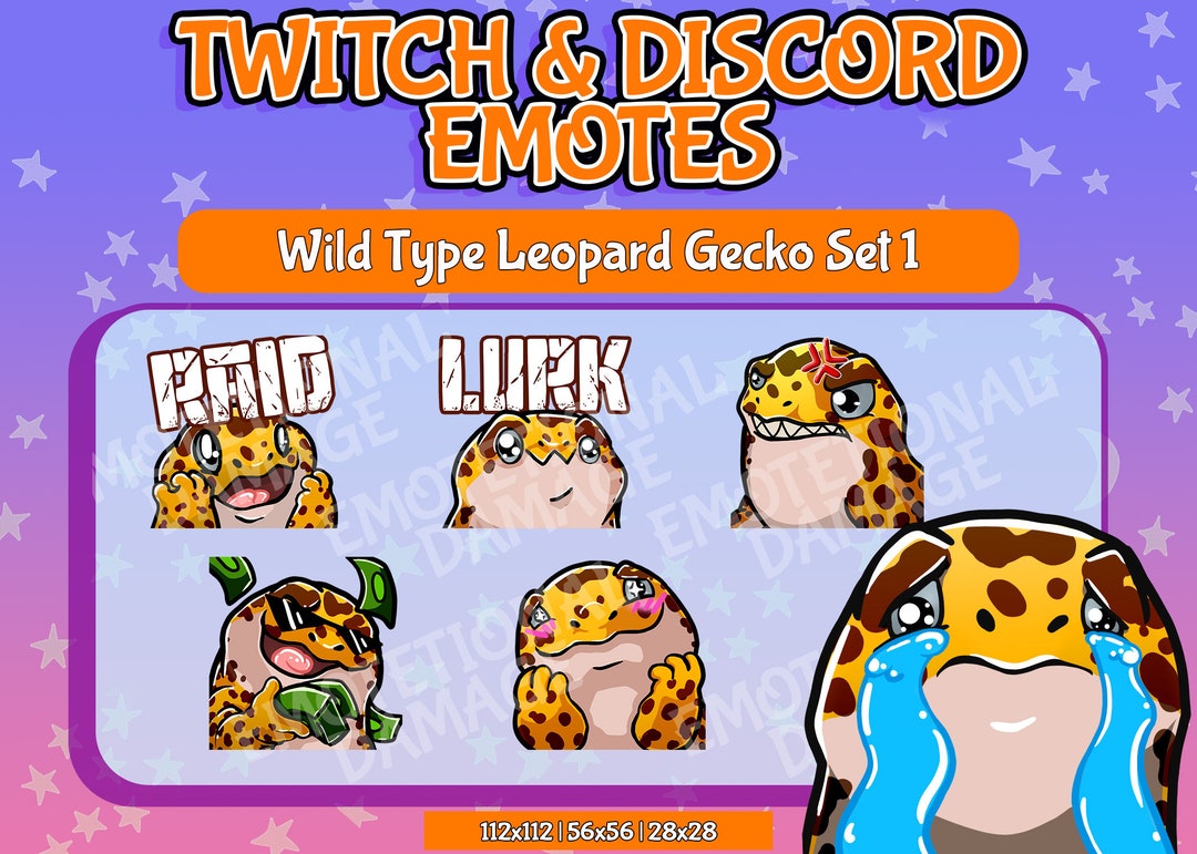 6 Wild Type Leopard Gecko Emote Set for Twitch, Discord, & Youtube ...