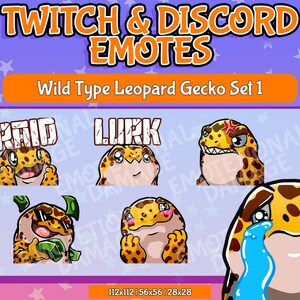 6 Wild Type Leopard Gecko Emote Set for Twitch, Discord, & Youtube ...