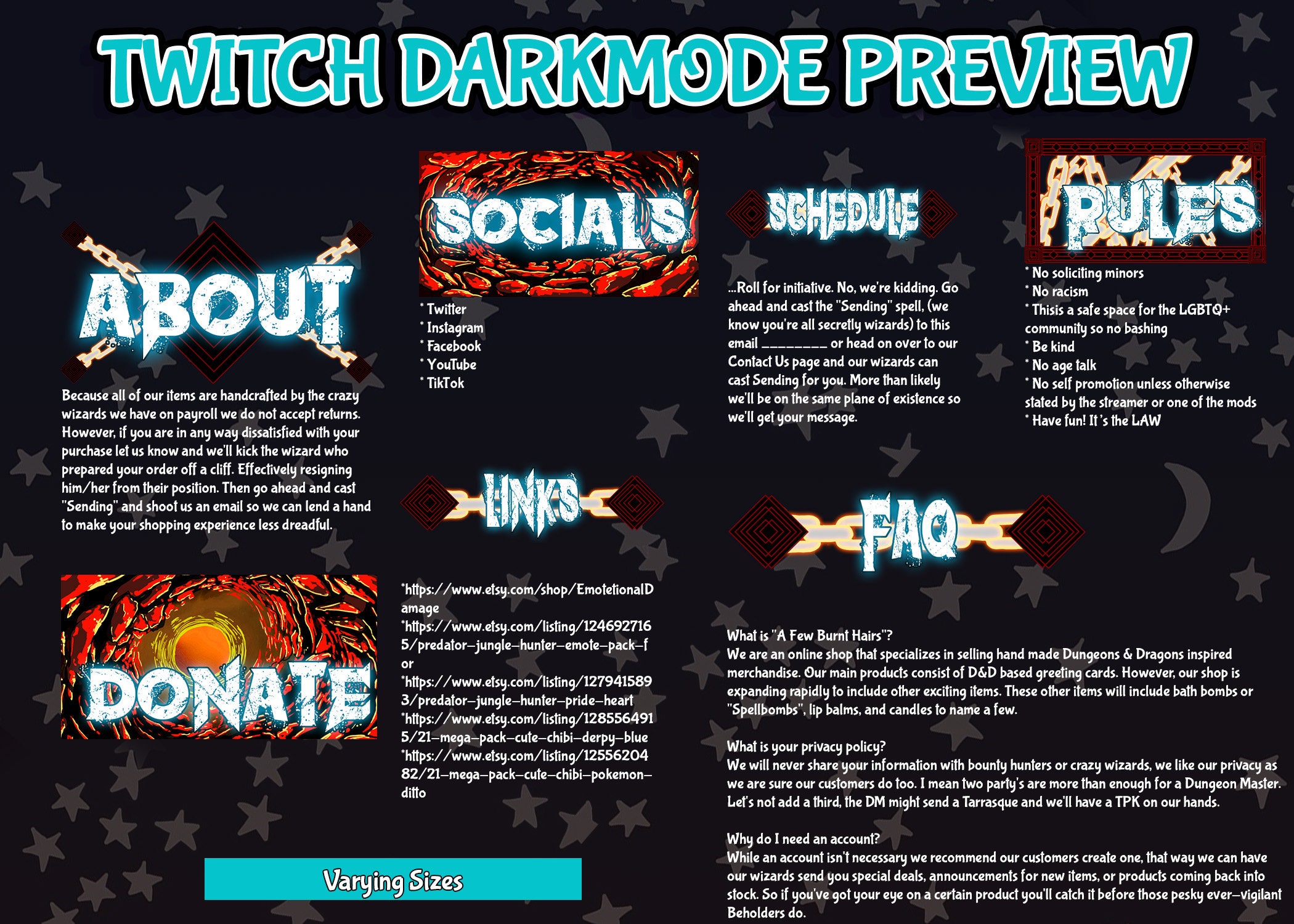 Dungeons and Dragons Demon Chains Twitch Panels 18 Pack Slick Color ...