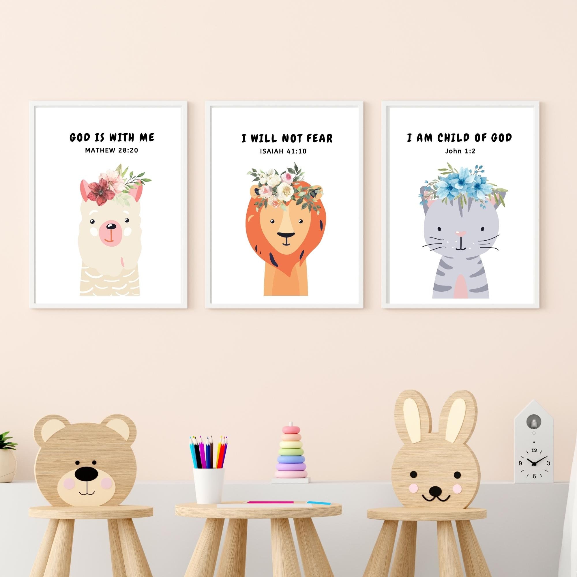 Christian Nursery Decor, Kids Bible Verse Wall Art, Scripture Print ...