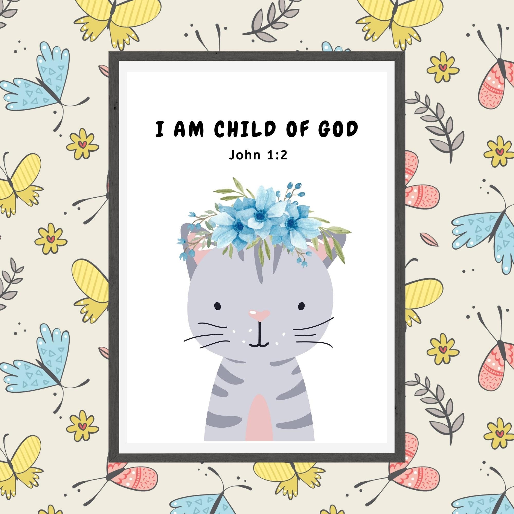Christian Nursery Decor, Kids Bible Verse Wall Art, Scripture Print ...
