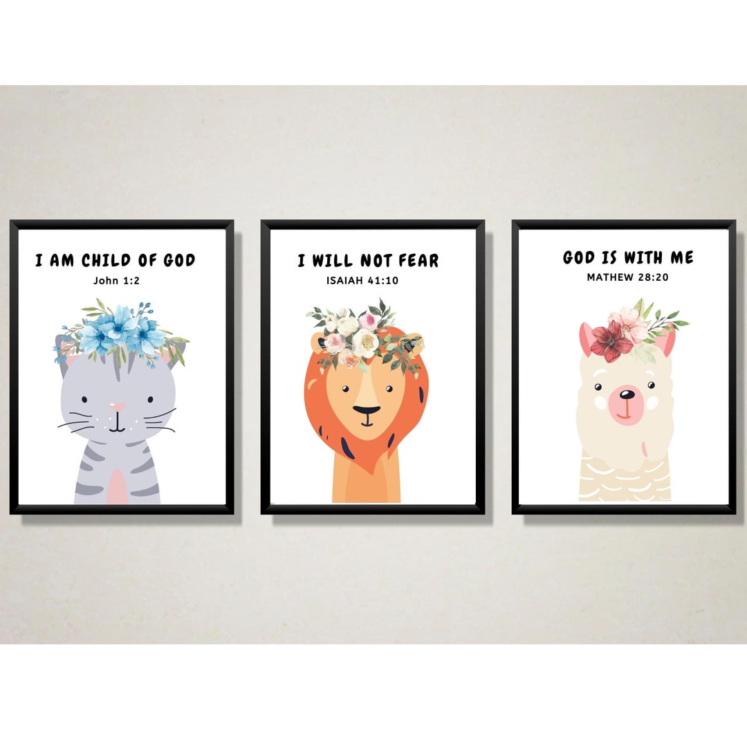 Christian Nursery Decor, Kids Bible Verse Wall Art, Scripture Print ...