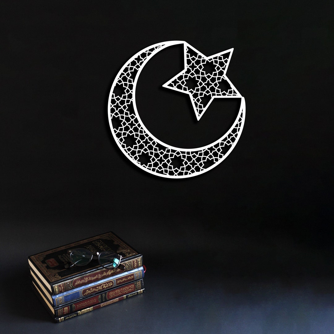 Buy Metal Moon and Star Islamic Wall Art, Islamic Home Decor, Islamic ...