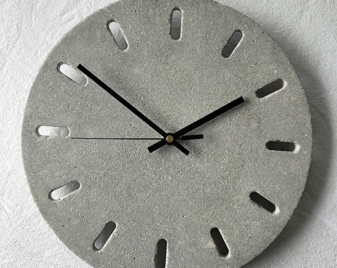 Handmade Concrete Wall Clock: Minimalist Grey Silent Clock - Etsy