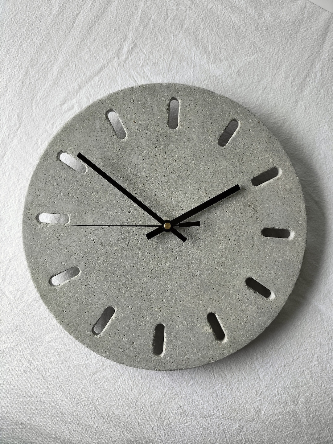 Handmade Concrete Wall Clock: Minimalist Grey Silent Clock - Etsy