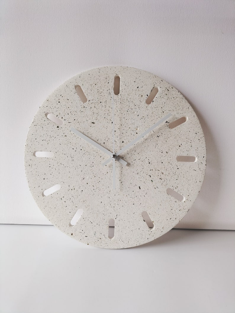 Classic White Wall Clock, Modern Concrete Design, Unique Home Decor ...