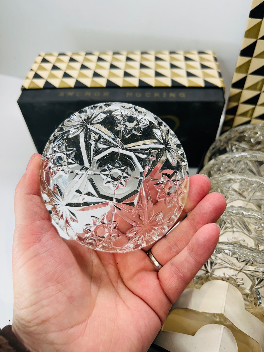 Star of David Coasters Anchor Hocking Early American Star of David ...