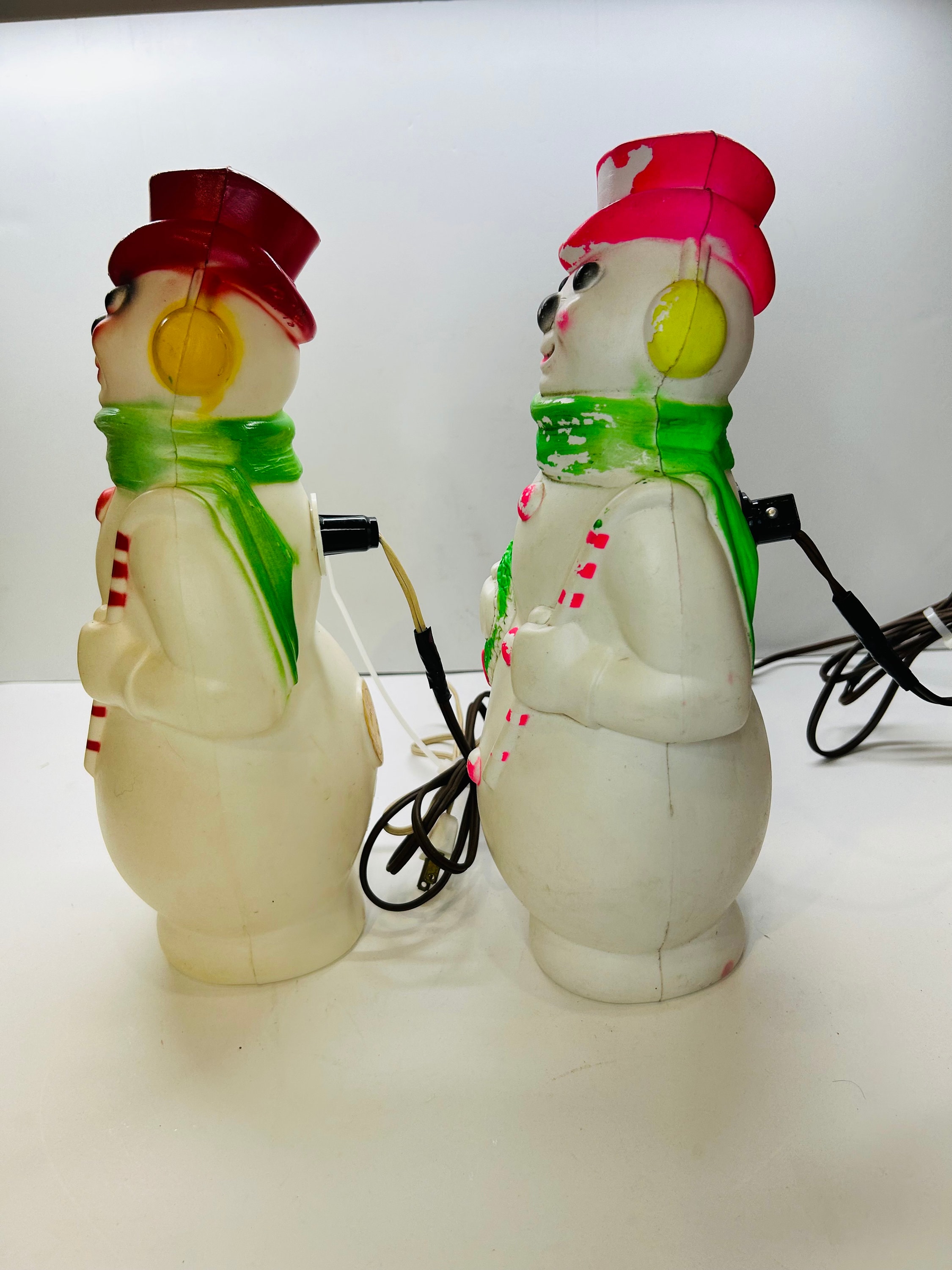 Empire Blow Mold Snowman Plastic Lighted Snowman Neon Green & - Etsy