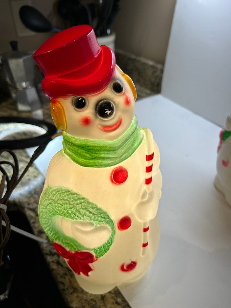 Empire Blow Mold Snowman Plastic Lighted Snowman Neon Green & - Etsy