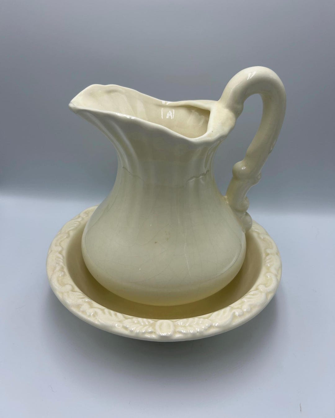 Athena California Pitcher and Bowl Yellow Ivory Ceramic - Etsy