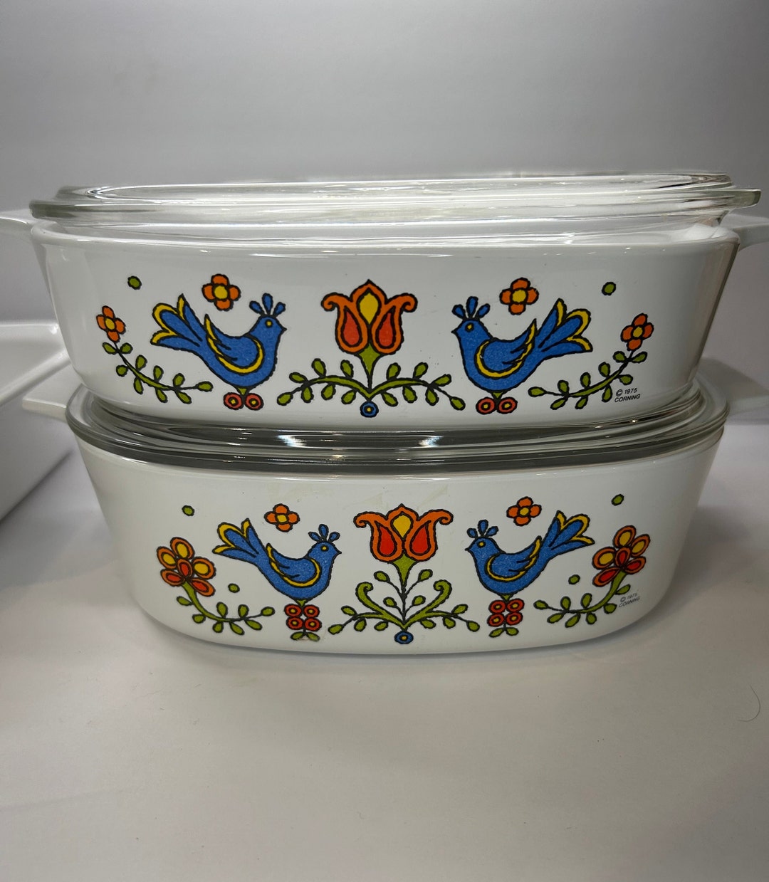 Corning Ware Country Festival Friendship Blue Birds Casserole Dishes ...