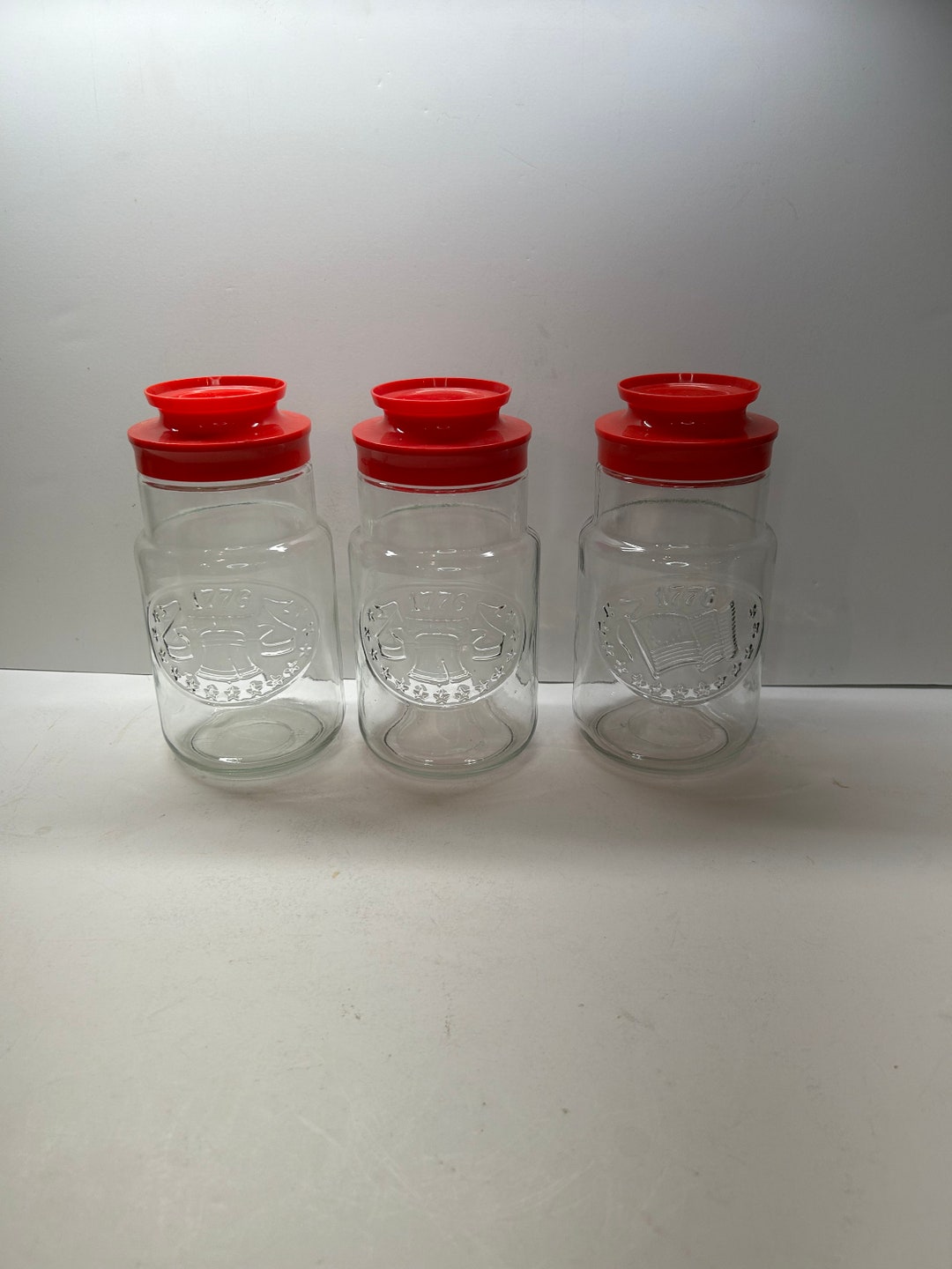 Anchor Hocking Jars Liberty Bell 1776 & American Flag 13 Star Glass ...