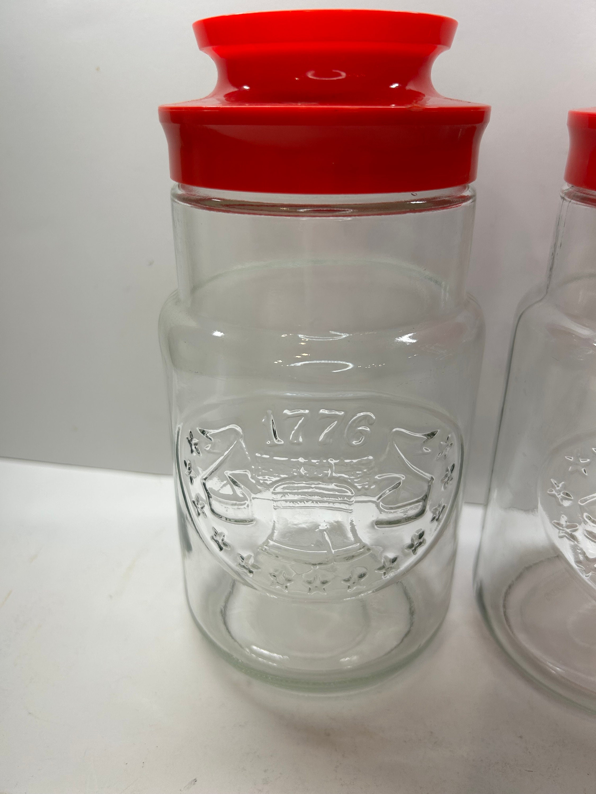 Anchor Hocking Jars Liberty Bell 1776 & American Flag 13 Star Glass ...